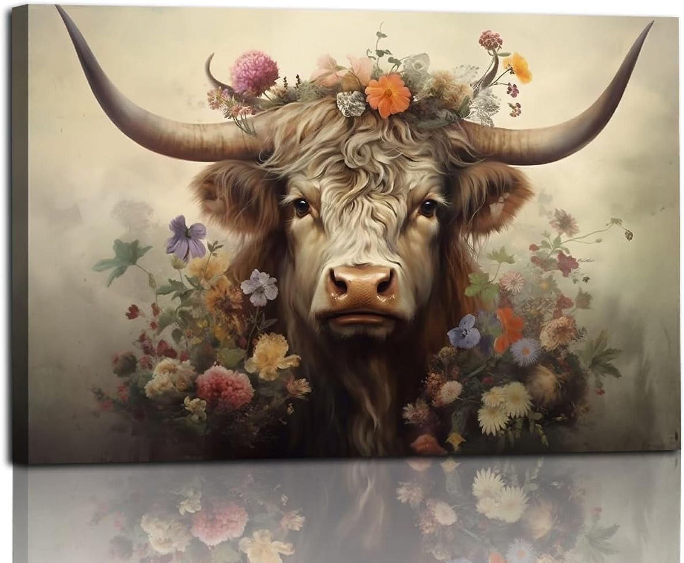 AEFER Sense&Sensibility Art Cow Pictures Wall Decor Farmhouse Highland ...