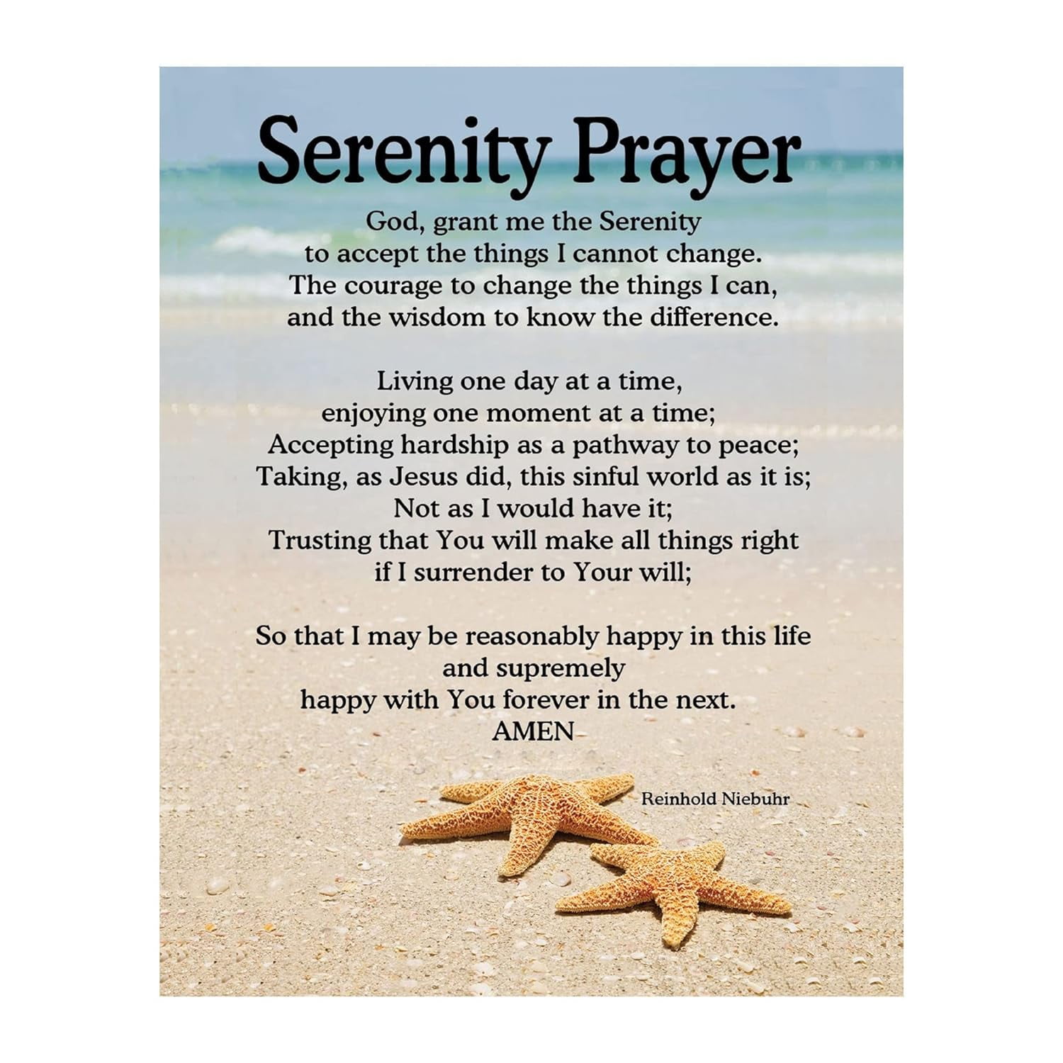 AEFER Serenity Prayer Wall Art – Christian Wall Decor with Starfish ...