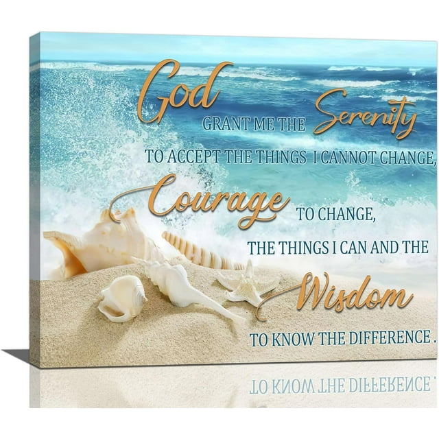 AEFER Serenity Prayer Wall Art Ocean Coastal Beach Seashell Christian ...