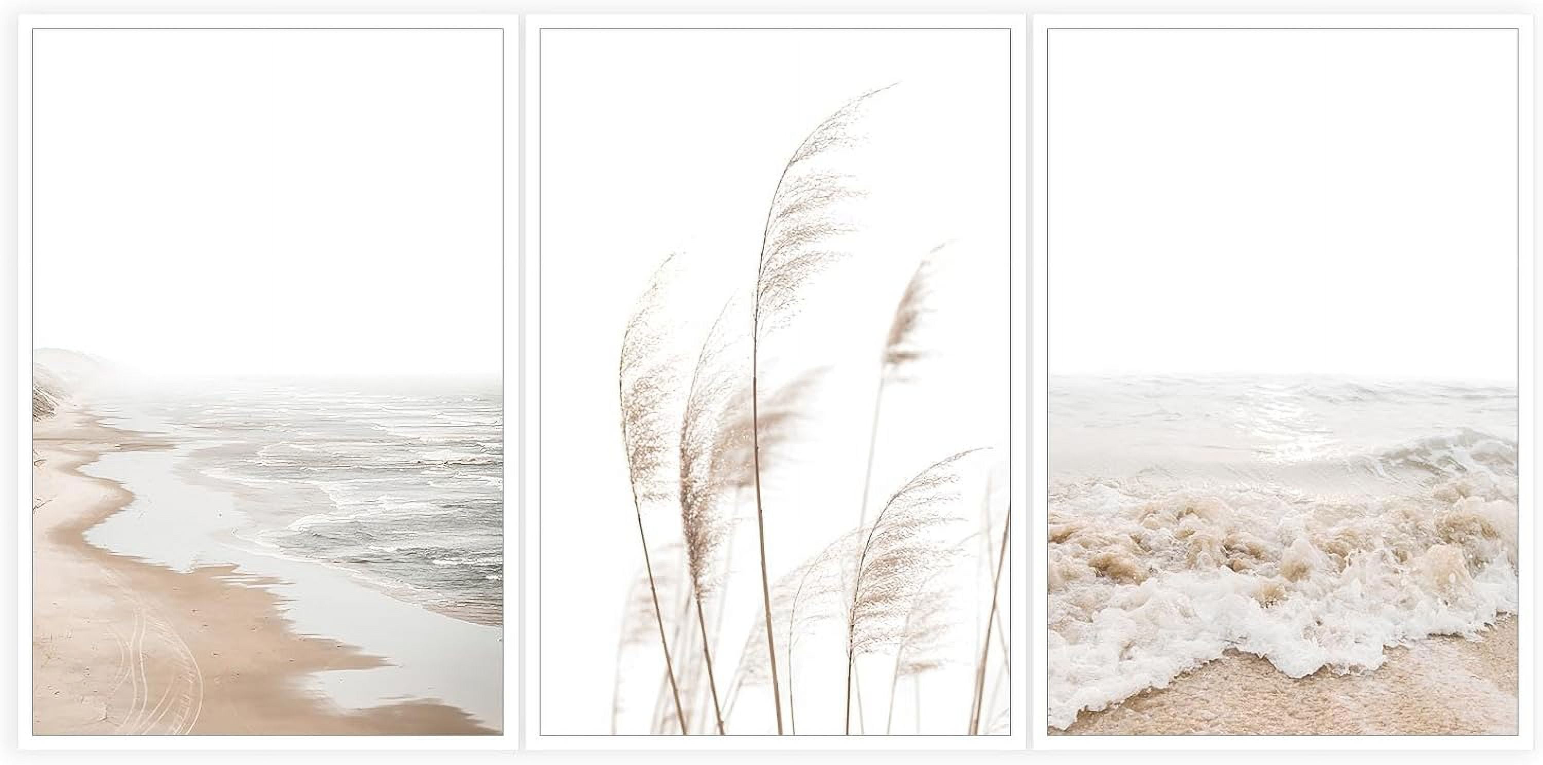 AEFER Set of 3 Neutral Beach Print Canvas Wall Art Boho Decor Posters ...