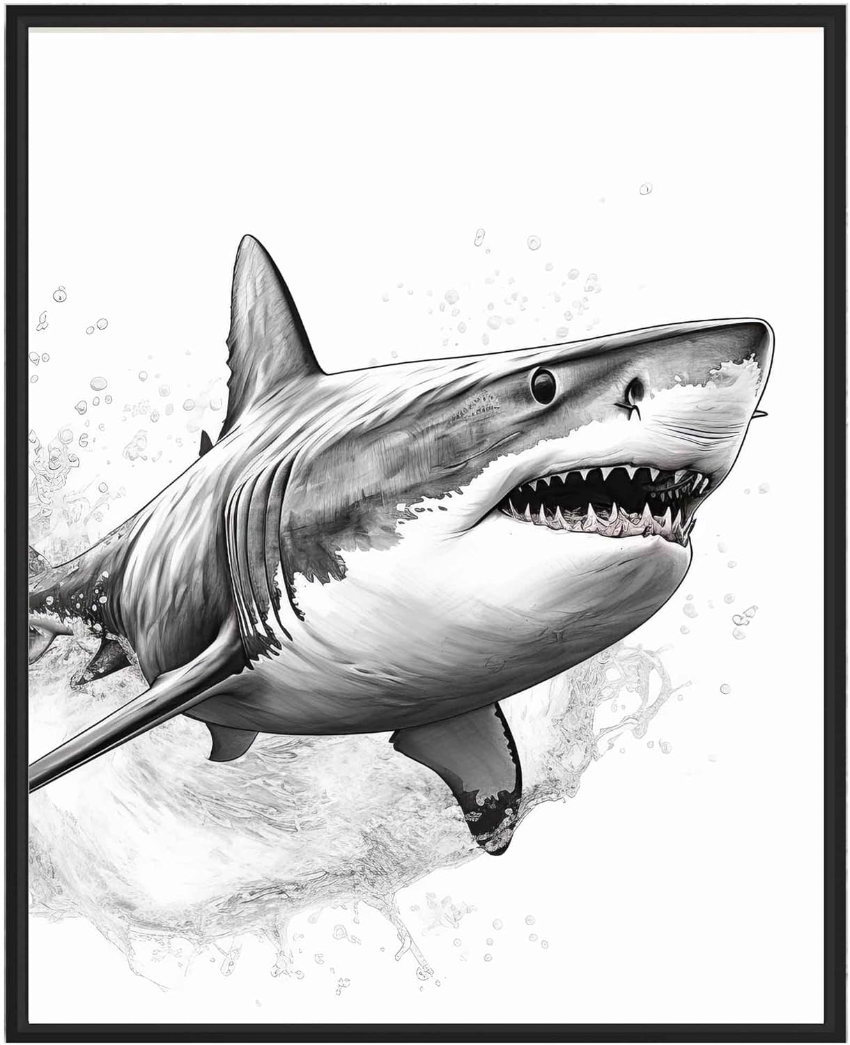 AEFER Shark Art Prints Posters, Black and White Photography Wall Art ...