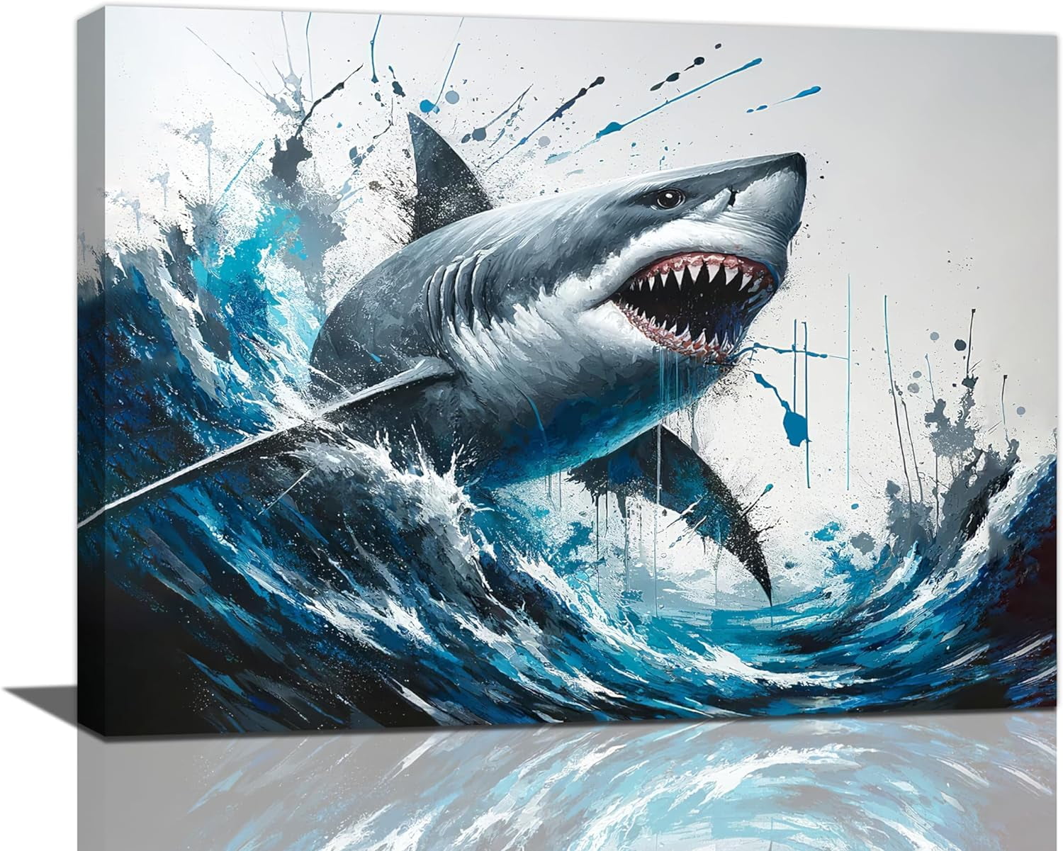 AEFER Shark Wall Art Ocean Shark Pictures Sea Shark Room Decor Navy ...