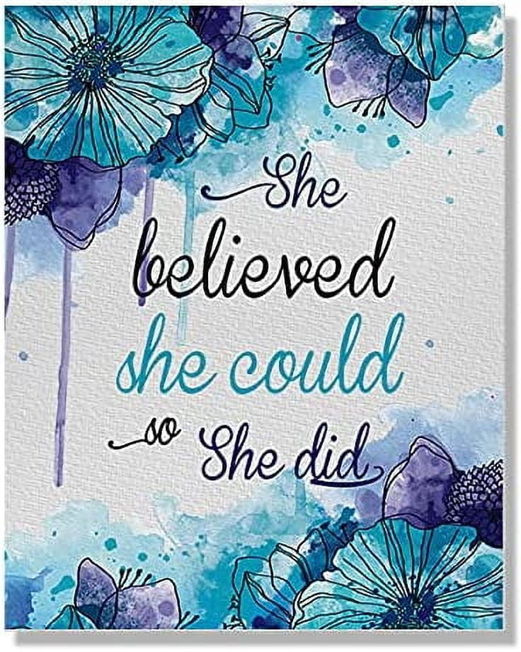 AEFER She Believed She Could So She Did Watercolor Flower Canvas Prints ...
