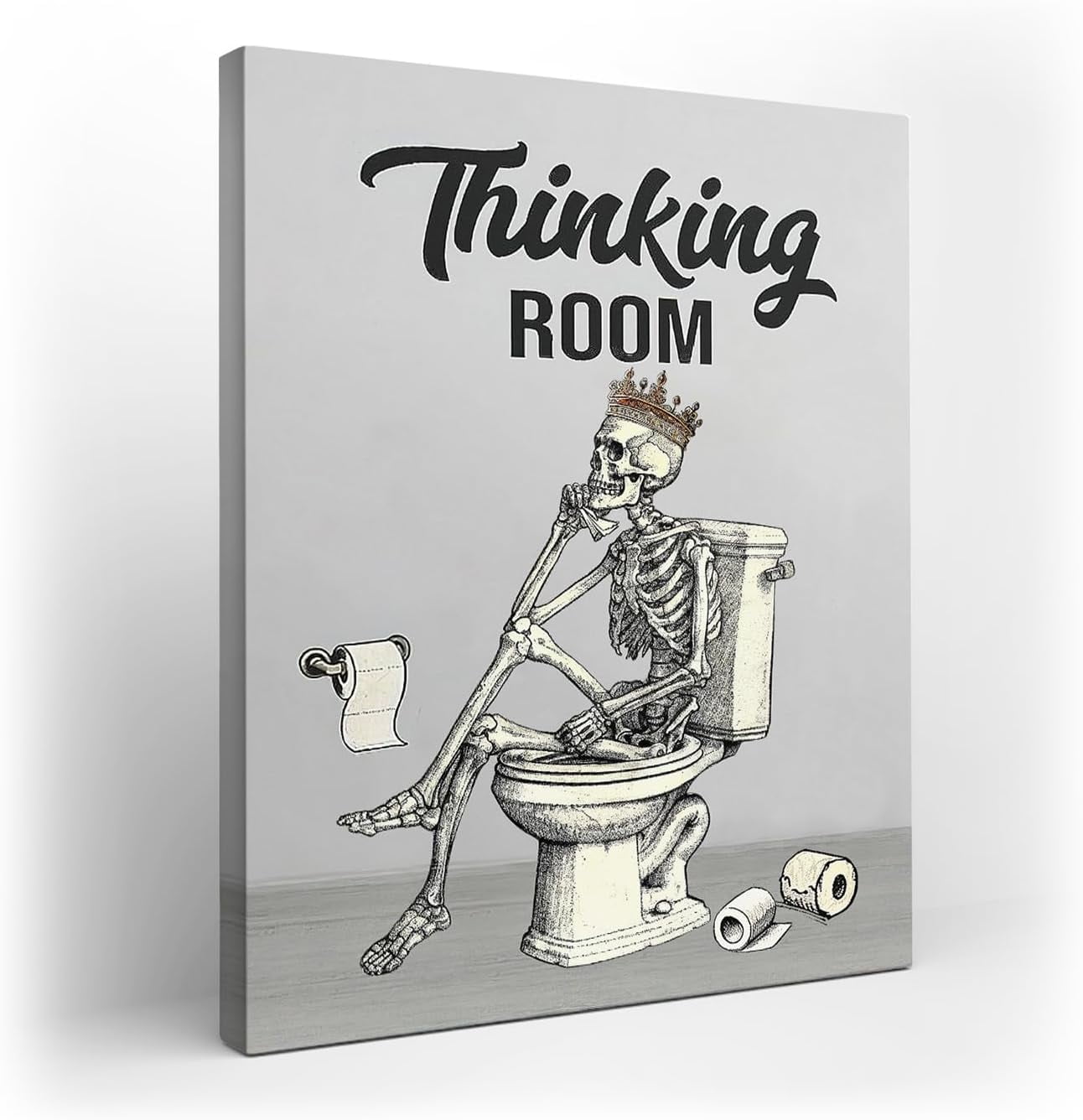 AEFER Skeleton Sitting on Toilet Wall Art Gothic Skeleton Bathroom ...