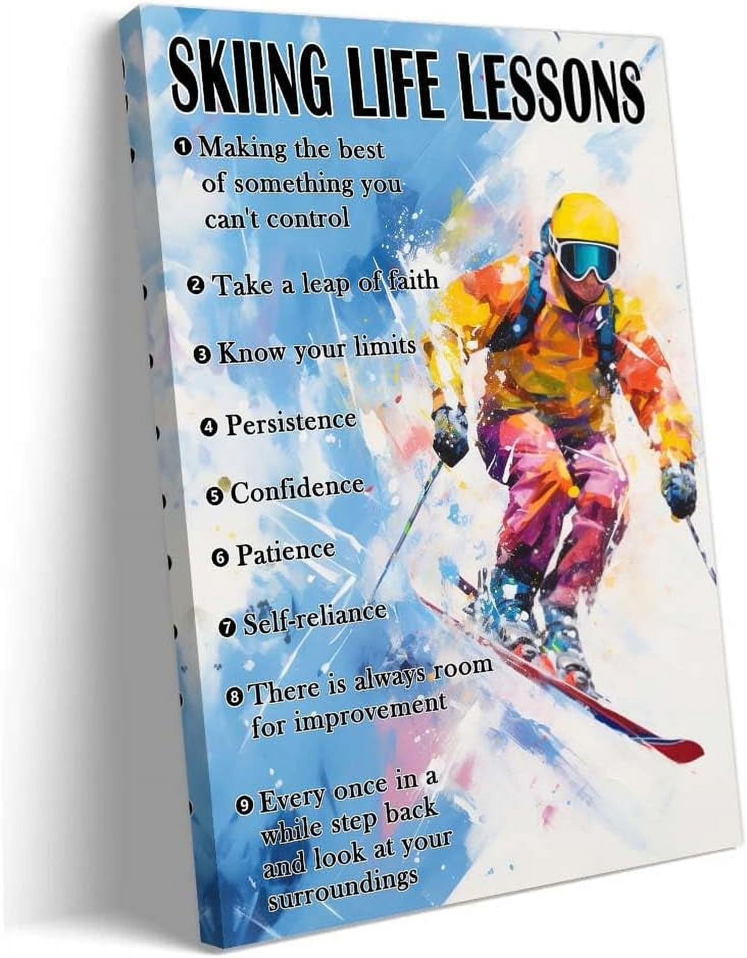 AEFER Skiing Wall Art Inspirational Sport Quotes Poster Framed Life ...