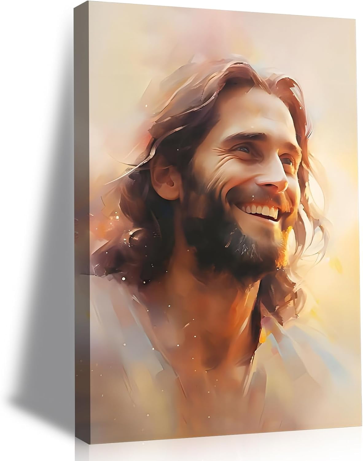 AEFER Smile Jesus Wall Art Jesus Loves Me Canvas Wall Decor Christian ...