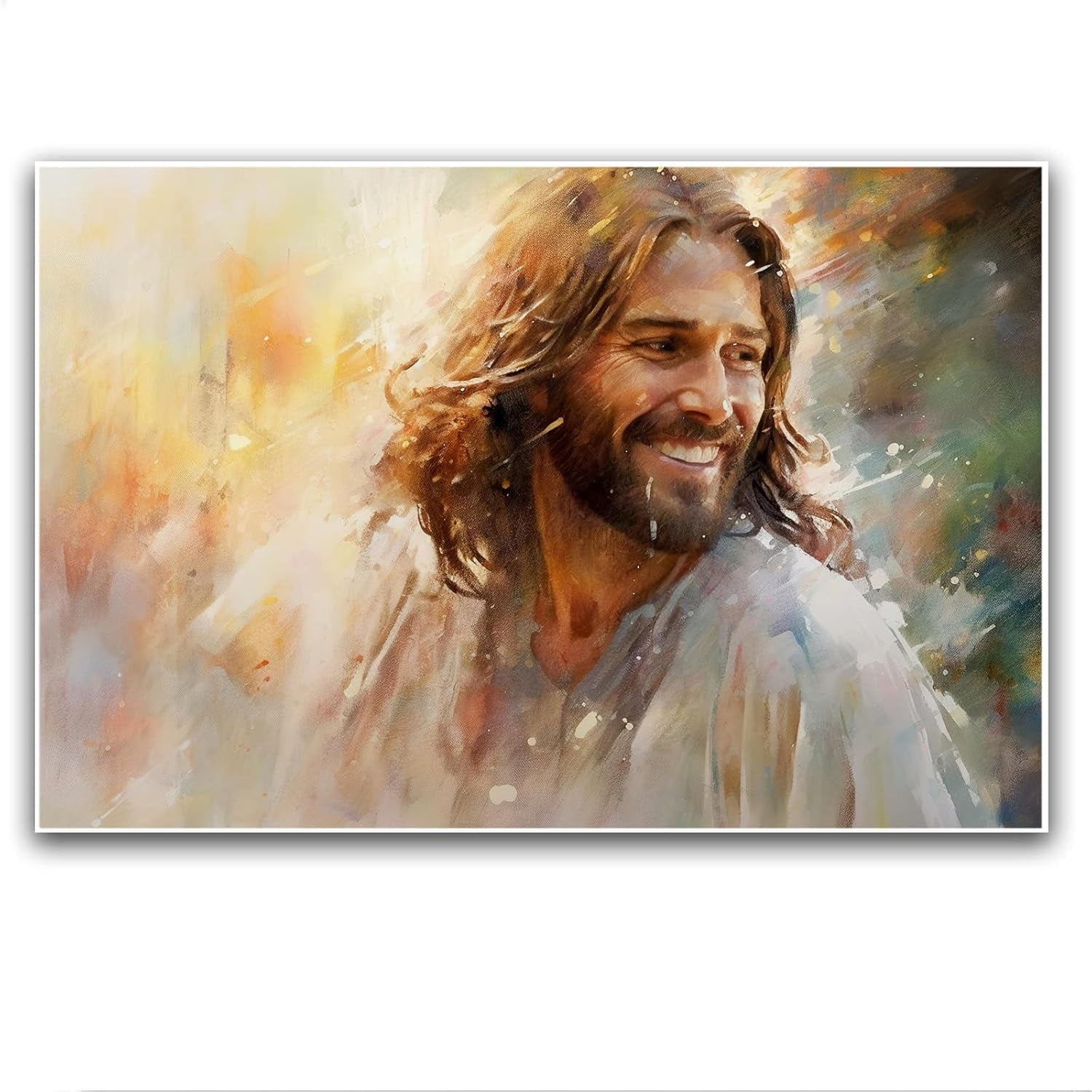 AEFER Smiling Jesus Art Christian Portrait With Serenity Light Christ ...