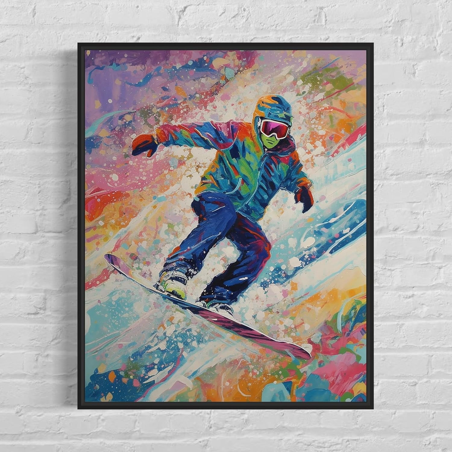 AEFER Snowboarding Art Print Poster, Wall Art Painting Decor. Paint ...