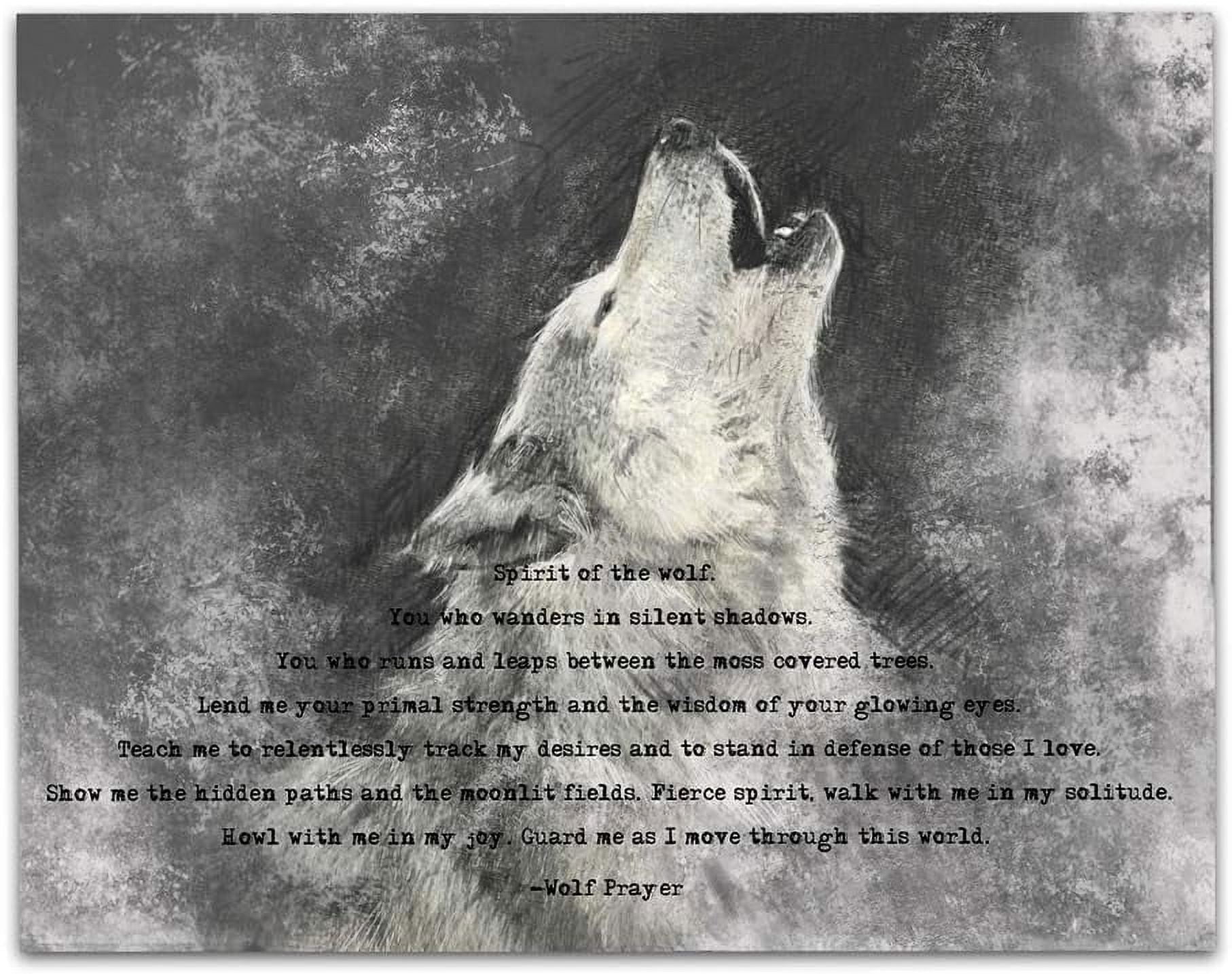 AEFER Spirit of the Wolf Quotes Wall Art Decor, Minimalist Motivational ...