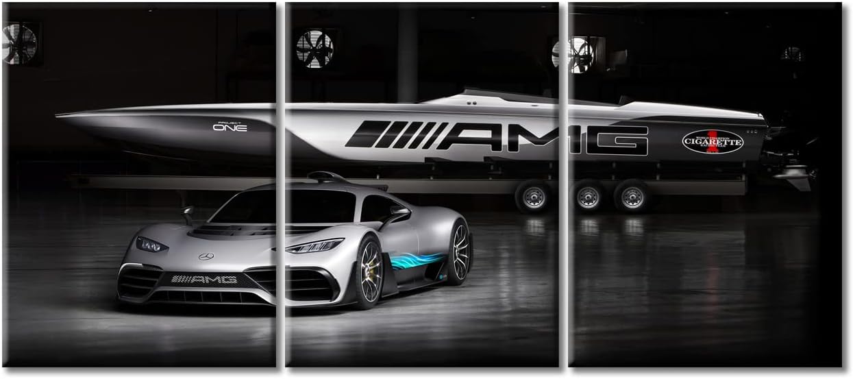 AEFER Sports Car Canvas Prints Gray Speedy Racing Car Wall Art ...