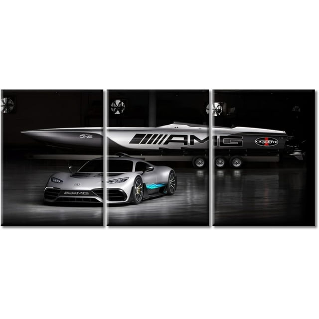 AEFER Sports Car Canvas Prints Gray Speedy Racing Car Wall Art ...