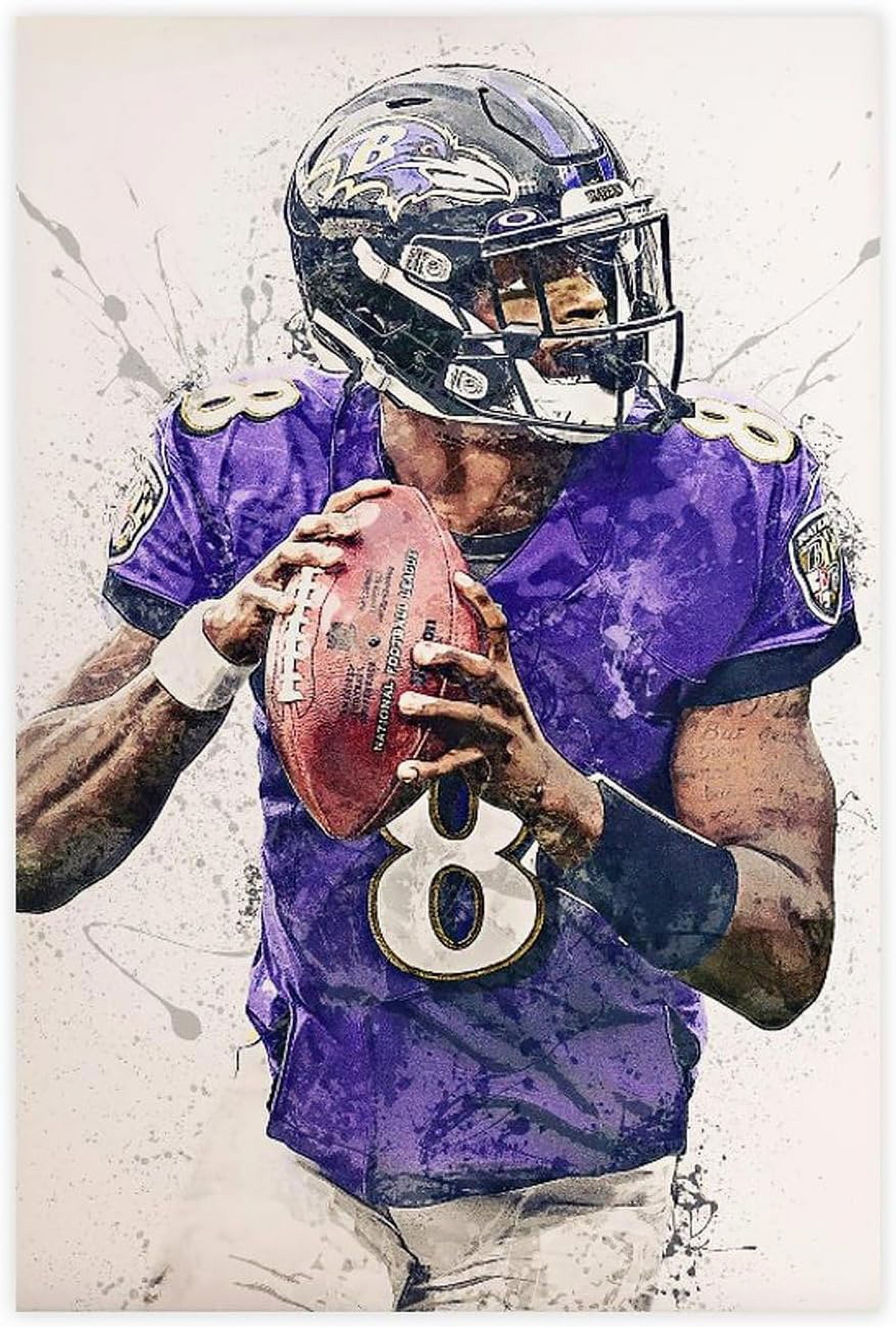 AEFER Sports Poster Lamar Jackson Canvas Poster Unframe: 16x24inch ...
