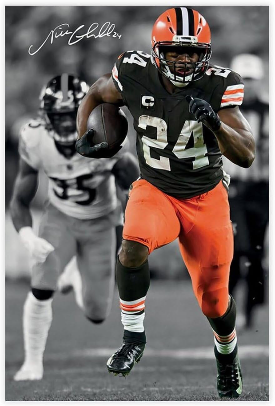 AEFER Sports Poster Nick Chubb Canvas Poster Unframe: 18x12inch(45x30cm ...
