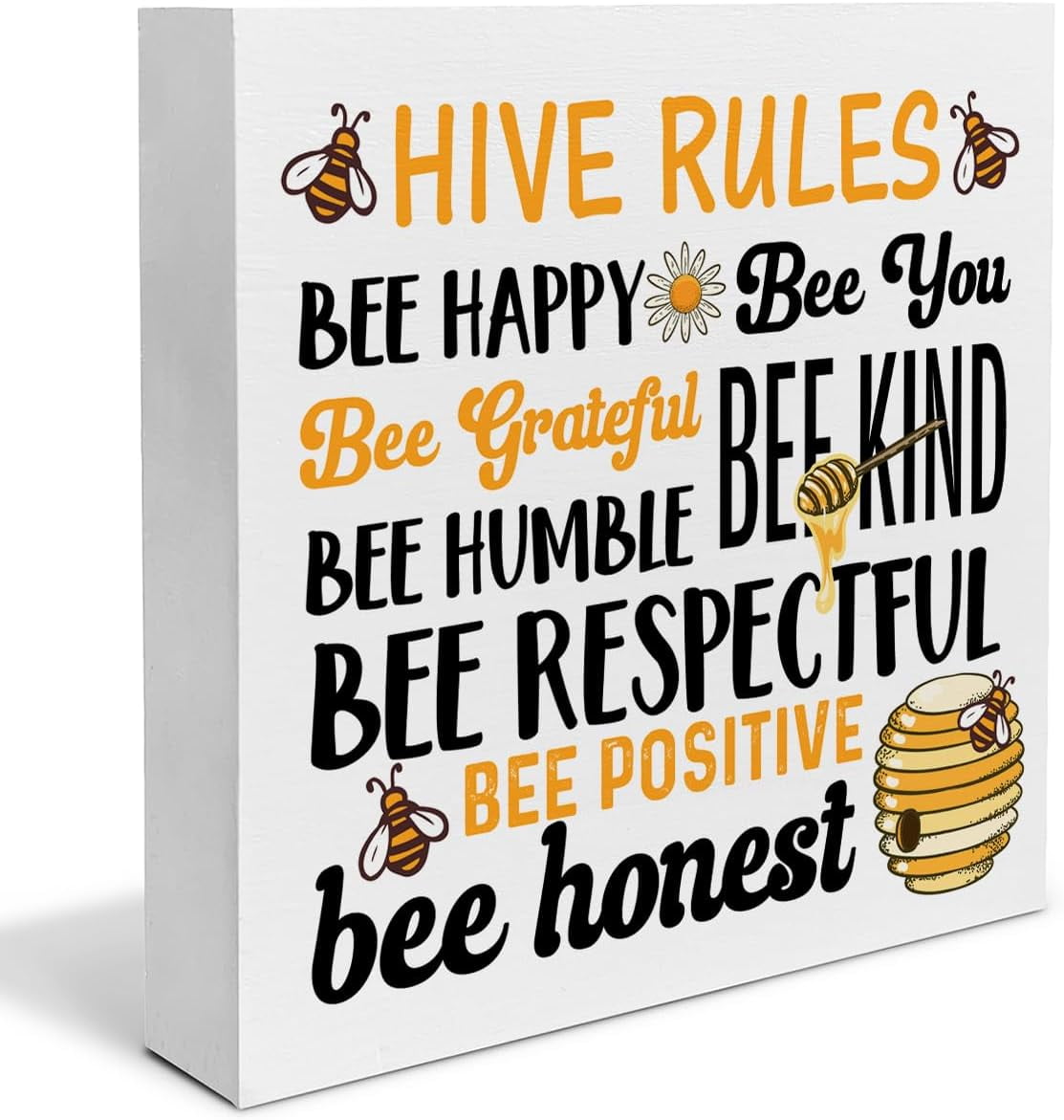 AEFER Spring Decor, Spring Decorations Country Hive Rules Wood Sign ...