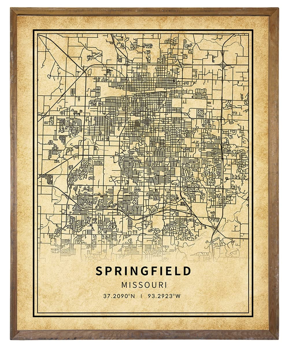 AEFER Springfield Vintage Poster - Springfield Map Wall Art ...
