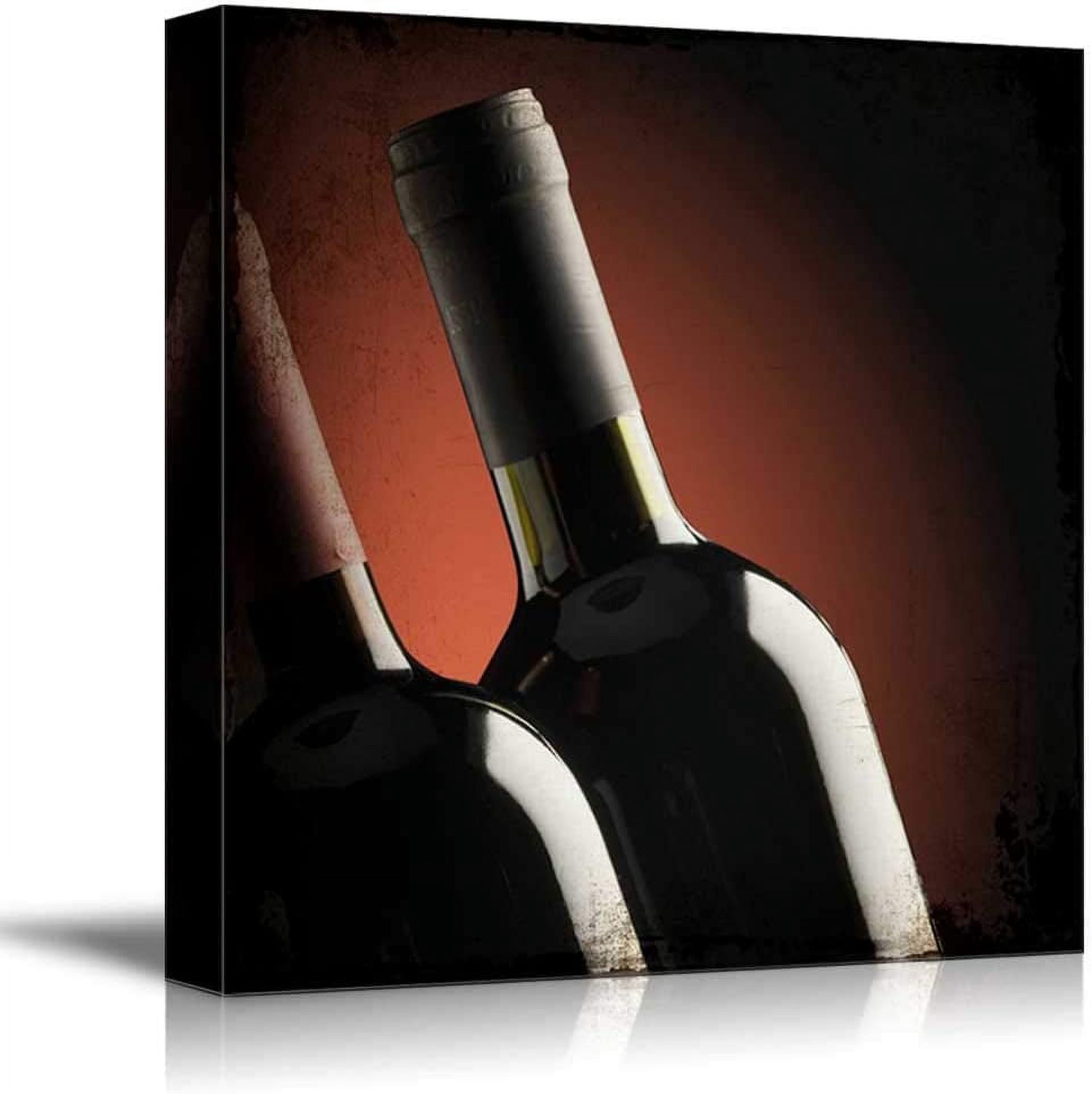 AEFER Square Canvas Wall Art - Wine Bottles - Giclee Print Gallery Wrap ...