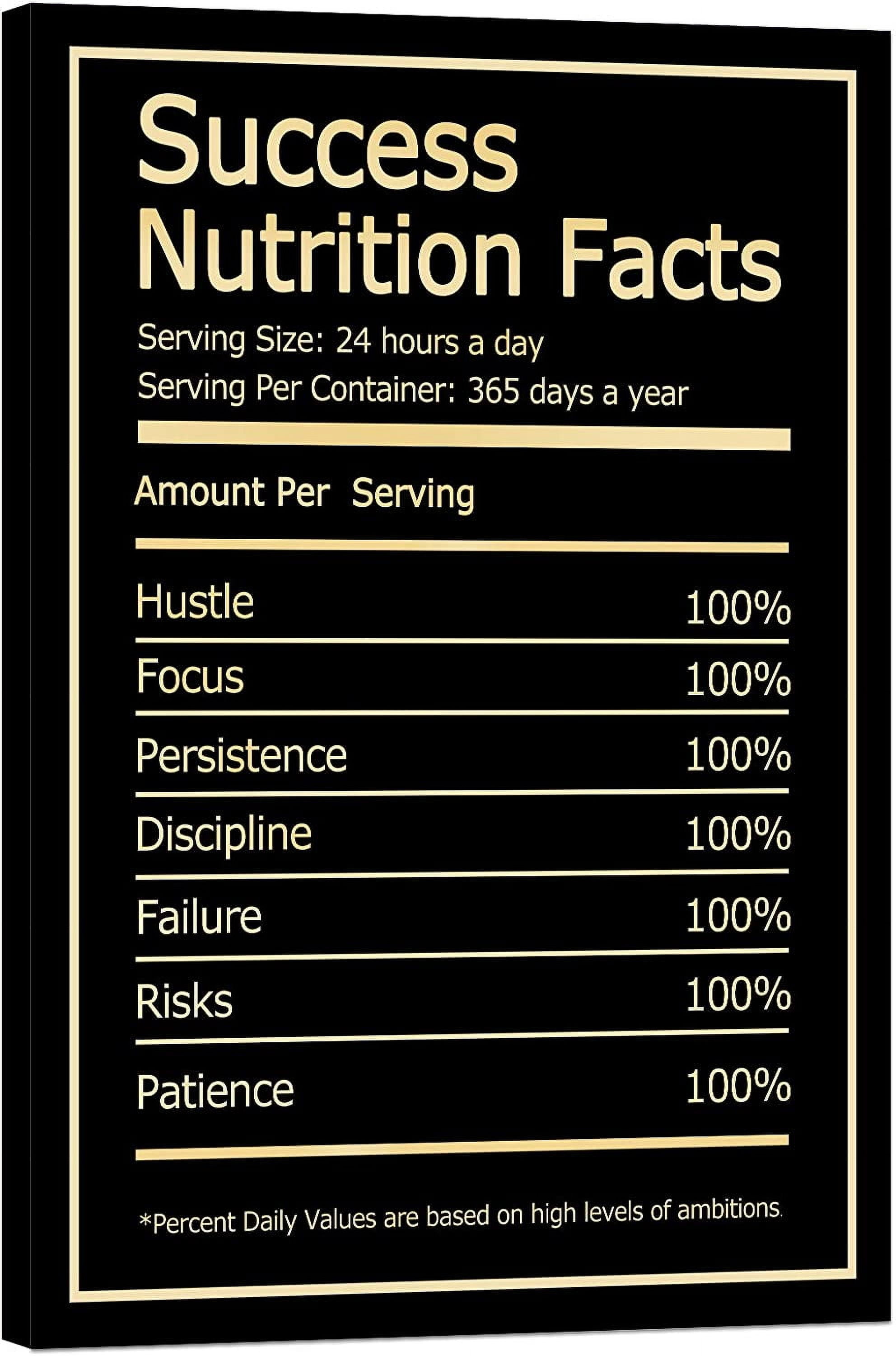 AEFER Success Nutrition Facts Wall Art Motivational Wall Art Decor for ...