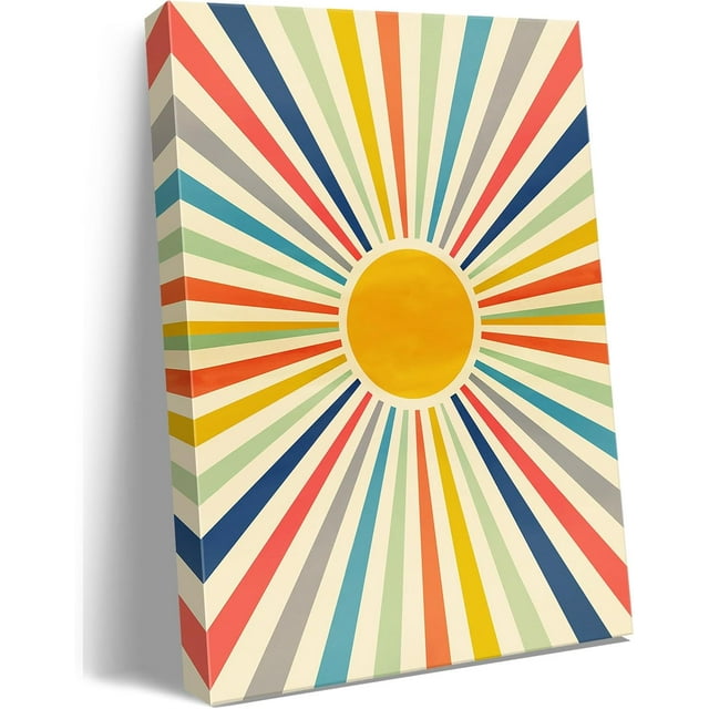 AEFER Sun decorations canvas wall art poster,Rainbow Sun Rising on the ...