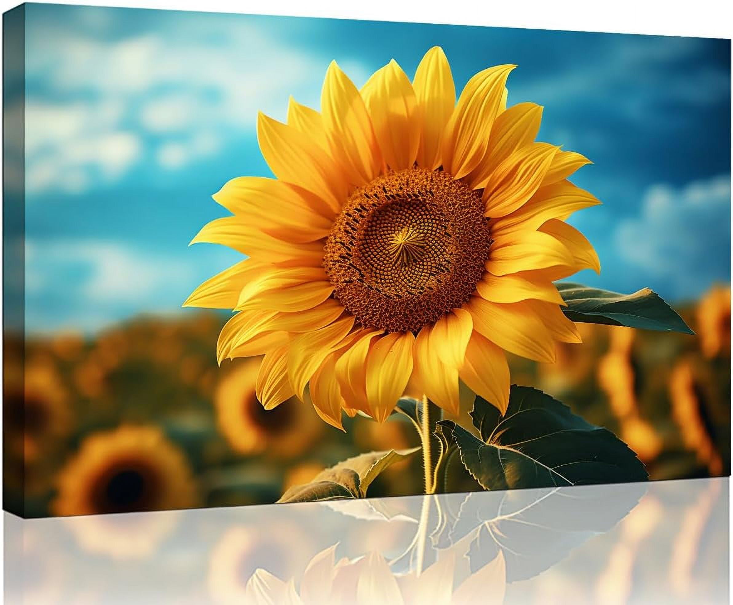 AEFER Sunflower Wall Art Decor Flower Canvas Pictures for Wall Yellow ...
