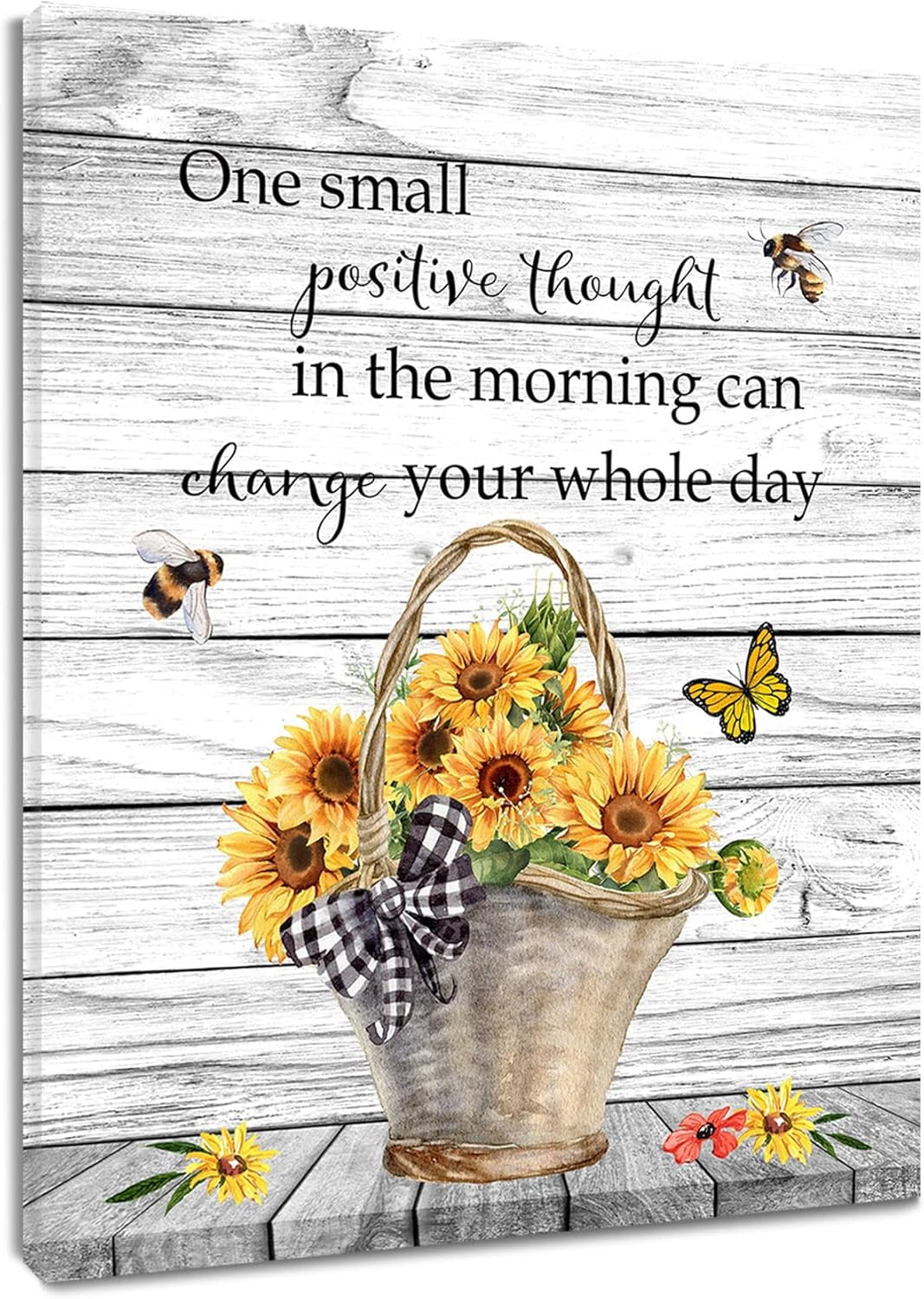 AEFER Sunflower Wall Art, Yellow Flower with Inspirational Quotes on ...