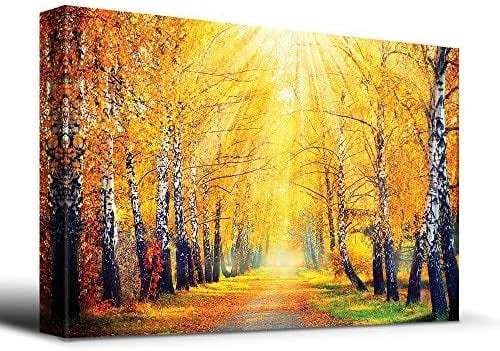 AEFER Sunny Autumn Day Trees line a Path Canvas Art Home Art Unframe ...