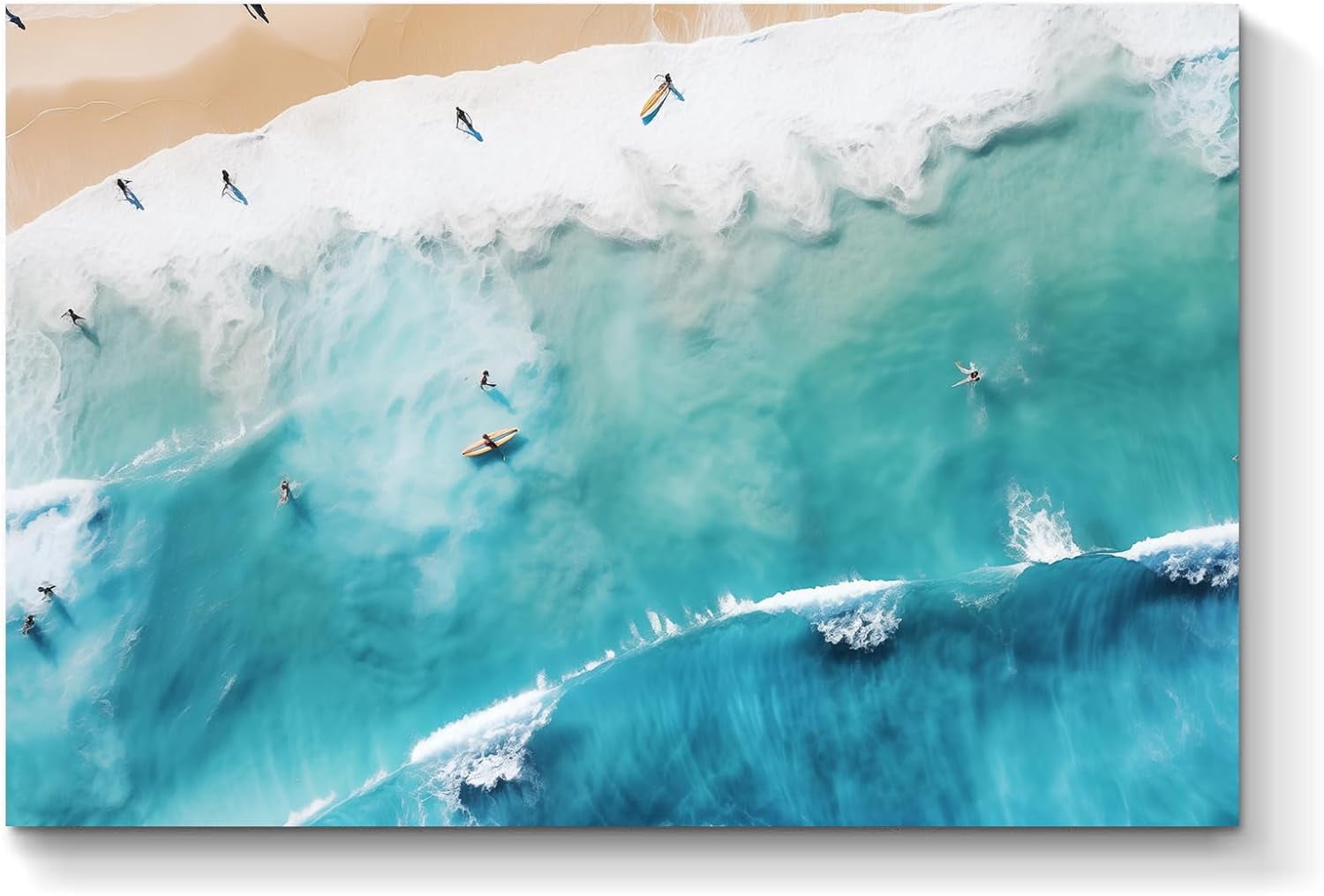 AEFER Surfing Ocean Waves Art Print - Teal Blue Sea Pictures, 16x24inch ...