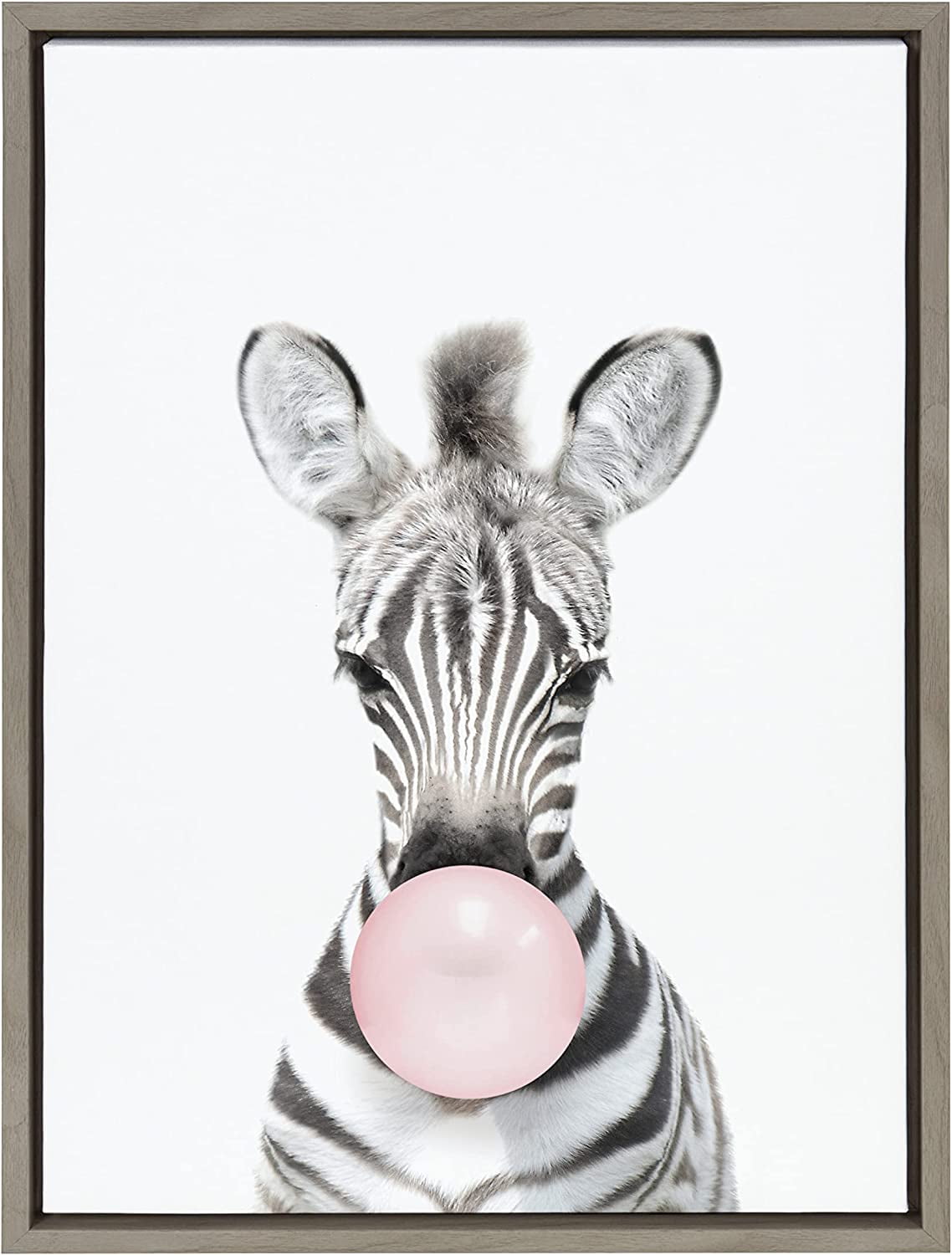 AEFER Sylvie Bubble Gum Zebra Canvas Wall Art by Amy Peterson Art Studio Unframe: 16x20inch ...