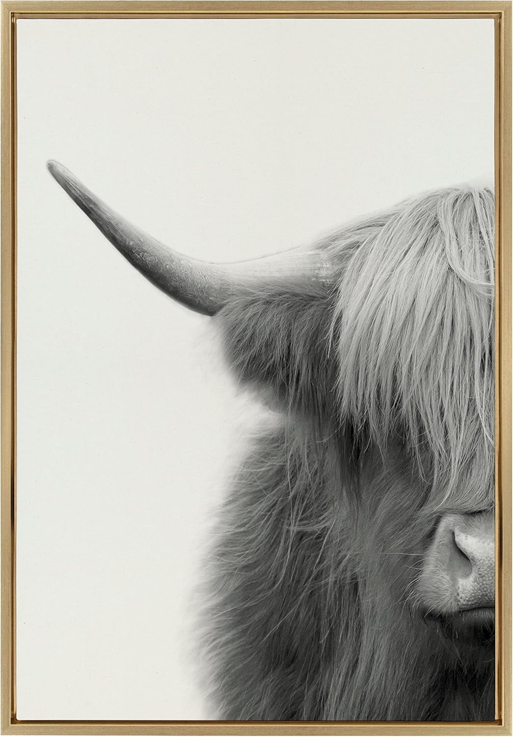 AEFER Sylvie Hey Dude Highland Cow Crop Linen Textured Canvas Wall Art ...