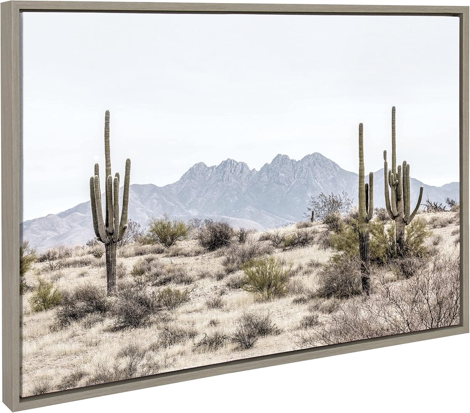 AEFER Sylvie Tall Saguaro Cacti Desert Mountain Canvas Wall Art by The ...