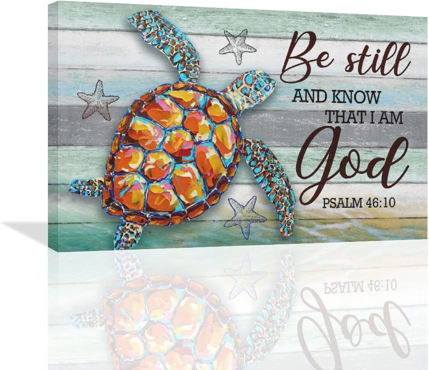 AEFER Teal Sea Turtle Wall Art God Jesus Bible Psalm Pictures Wall ...