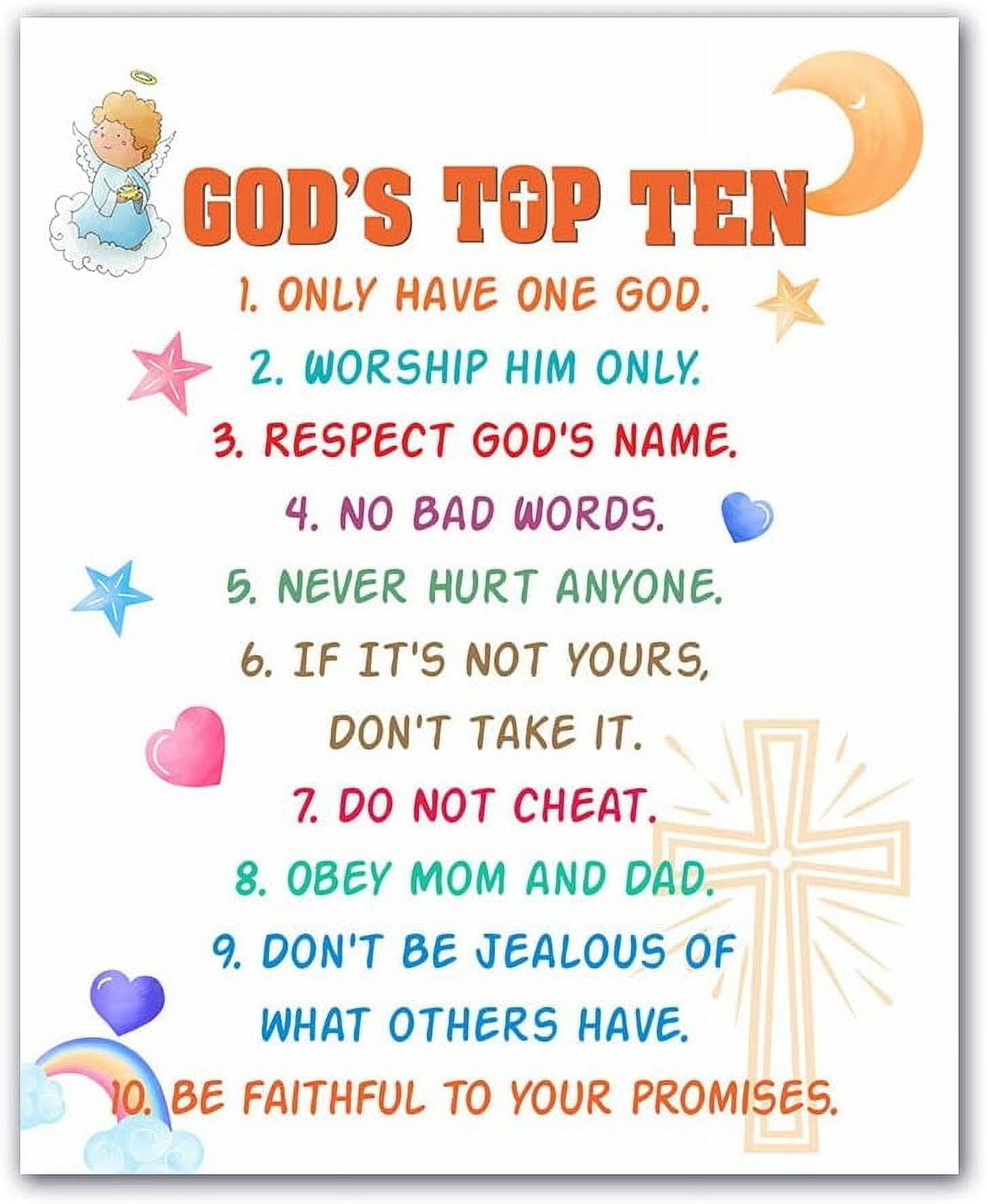 AEFER Ten Commandments Canvas Wall Art Prints, Christian Religious ...