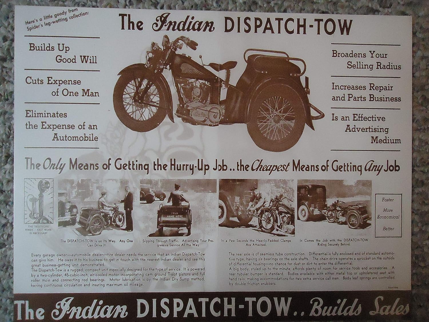 AEFER The Old Indian Dispatch Motorcycle Sepia Poster Unframe: 8x10inch ...