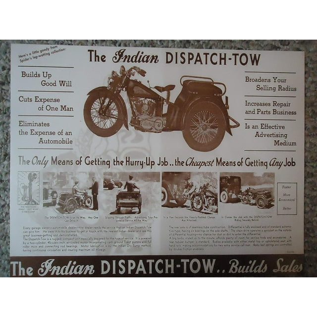 AEFER The Old Indian Dispatch Motorcycle Sepia Poster Unframe: 8x10inch ...