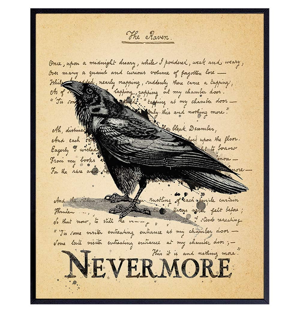 AEFER The Raven-Nevermore-Edgar Allan Poe Gifts-Goth Room Decor-Gothic Home Decor-Creepy Poetry ...
