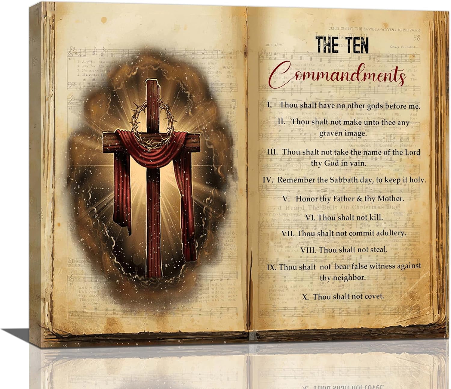 AEFER The Ten Commandments Cross Decor Wall Art 10 Commandments Bible ...