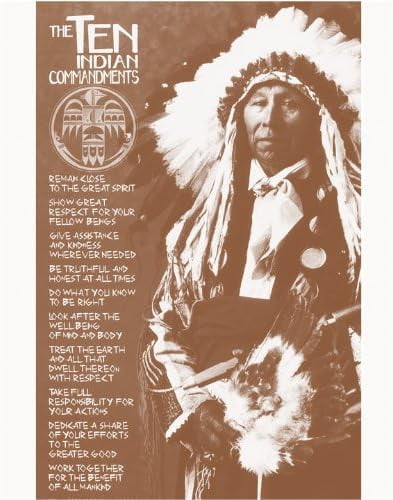 AEFER The Ten Indian Commandments Native American Sepia Poster Unframe ...