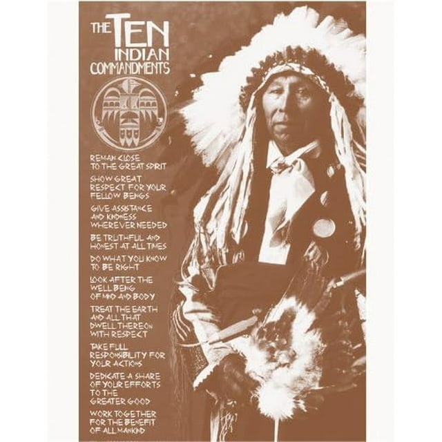 AEFER The Ten Indian Commandments Native American Sepia Poster Unframe ...