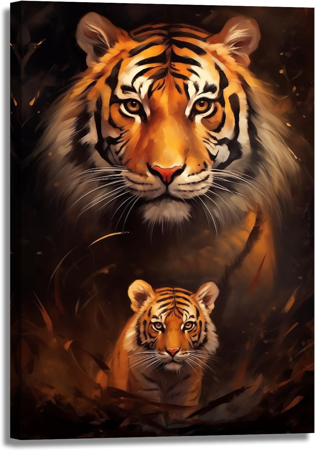 AEFER Tiger Canvas Wall Art Tiger Family Painting Print Watercolor ...