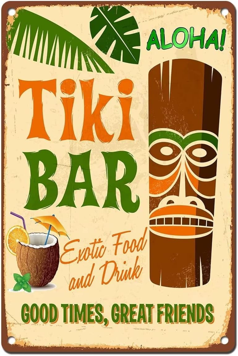 AEFER Tiki Bar Tin Signs,Outdoor Tiki Bar Decorations Aloha Hawaii Good ...