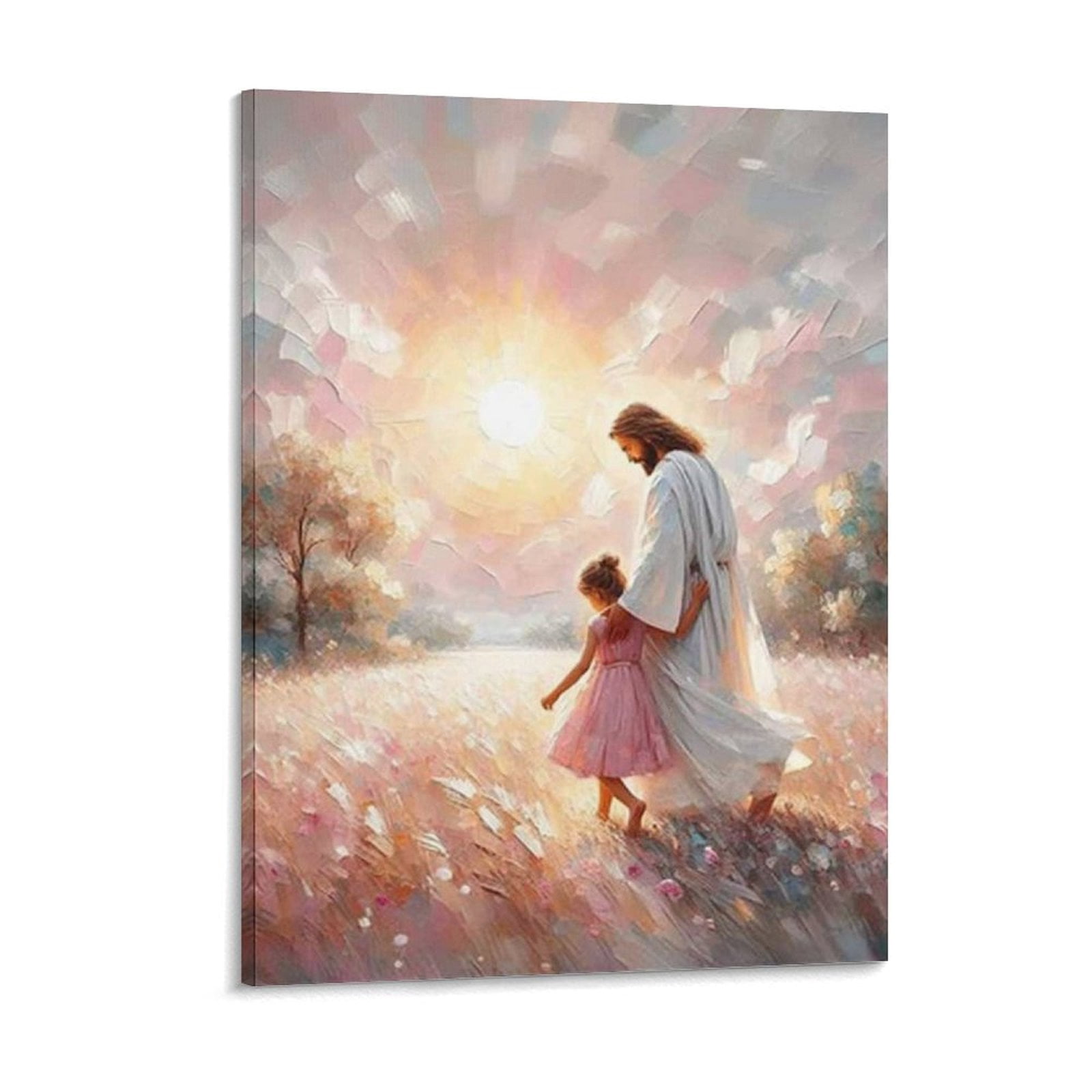 AEFER Time with God,Christian Painting Jesus and Girl Picture of Christ ...