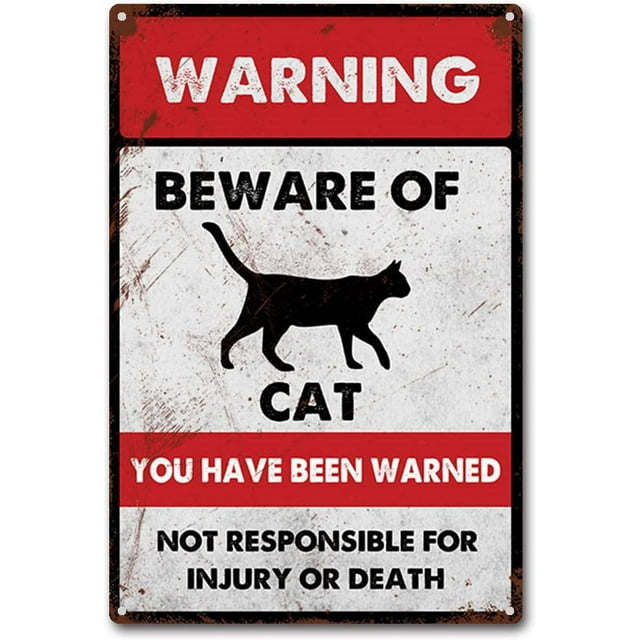 AEFER Tin Sign Beware of Cats Metal Tin Sign Wall Decor Man Cave Bar ...