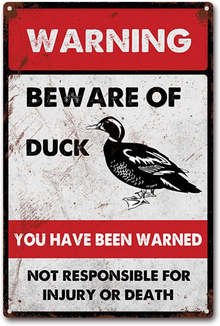 AEFER Tin Sign Beware of Duck Metal Signs Man Cave Bar Signs Home Sign ...