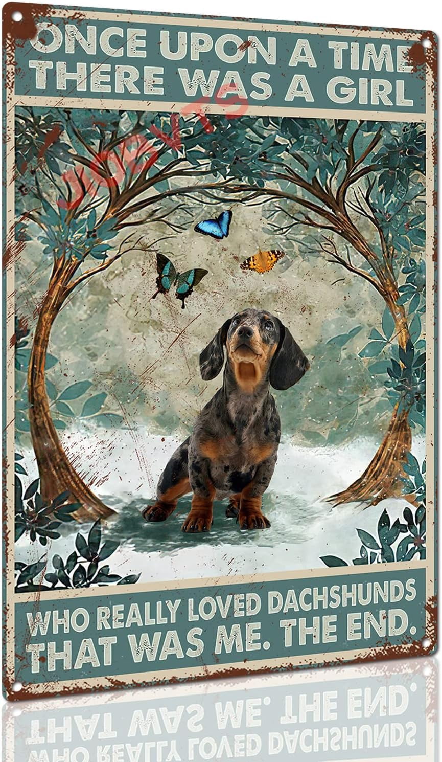 AEFER Tin Sign Dachshund Once Upon A Time There was A Girl Who Really ...