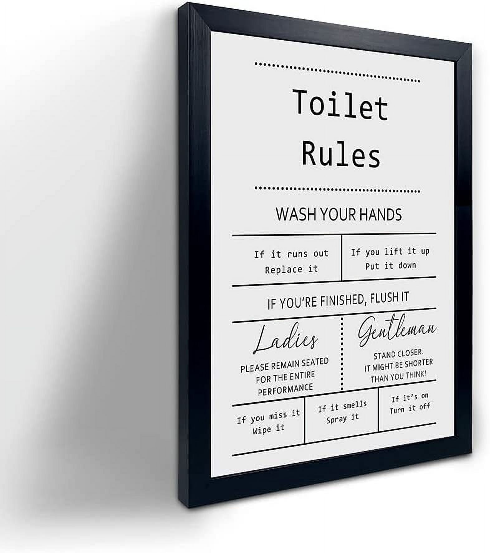 AEFER Toilet Rules Quotes Bathroom Sign - Funny Bathroom Decor Bathroom ...