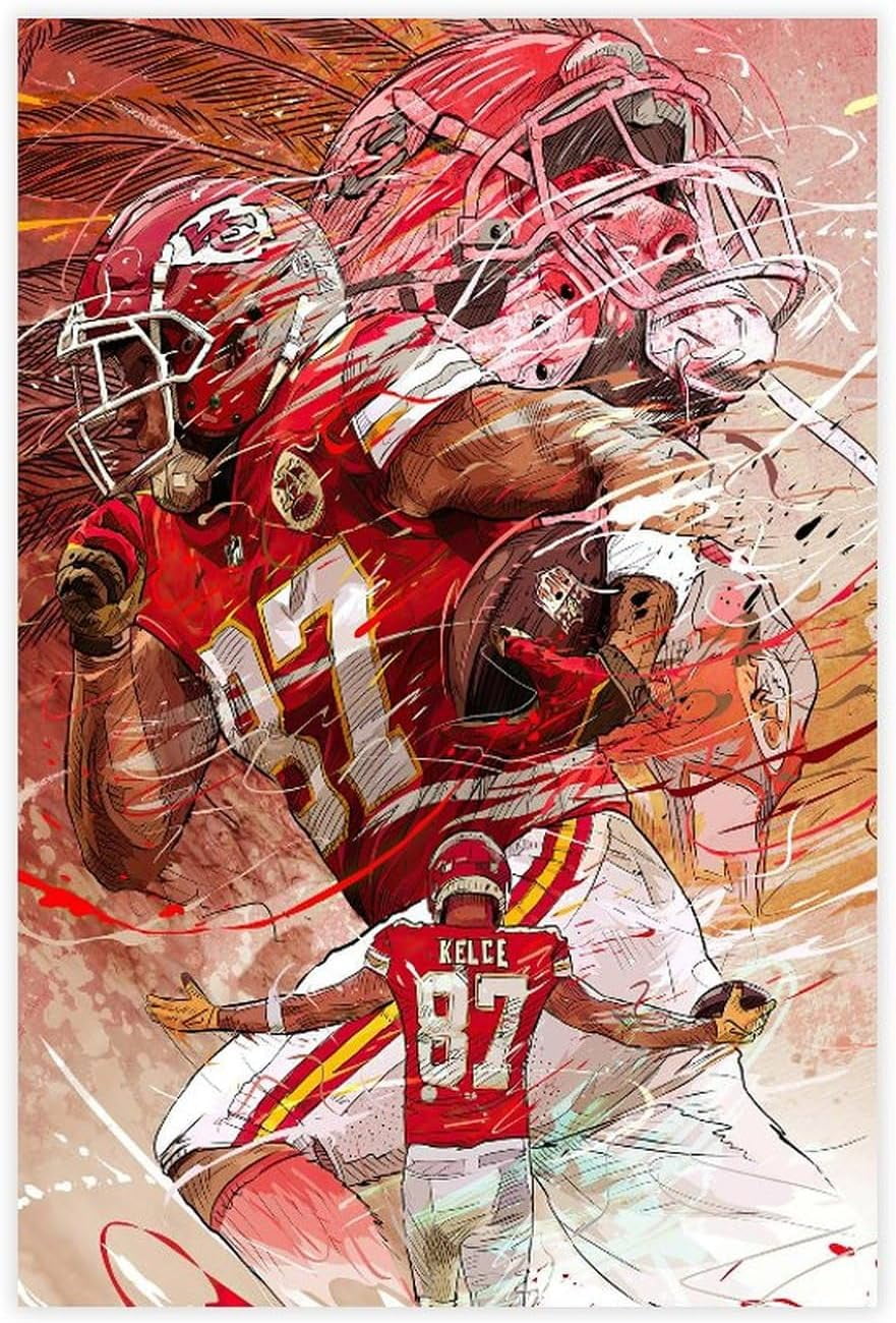 AEFER Travis Kelce Poster Football Canvas Wall Art Decor Print Picture ...