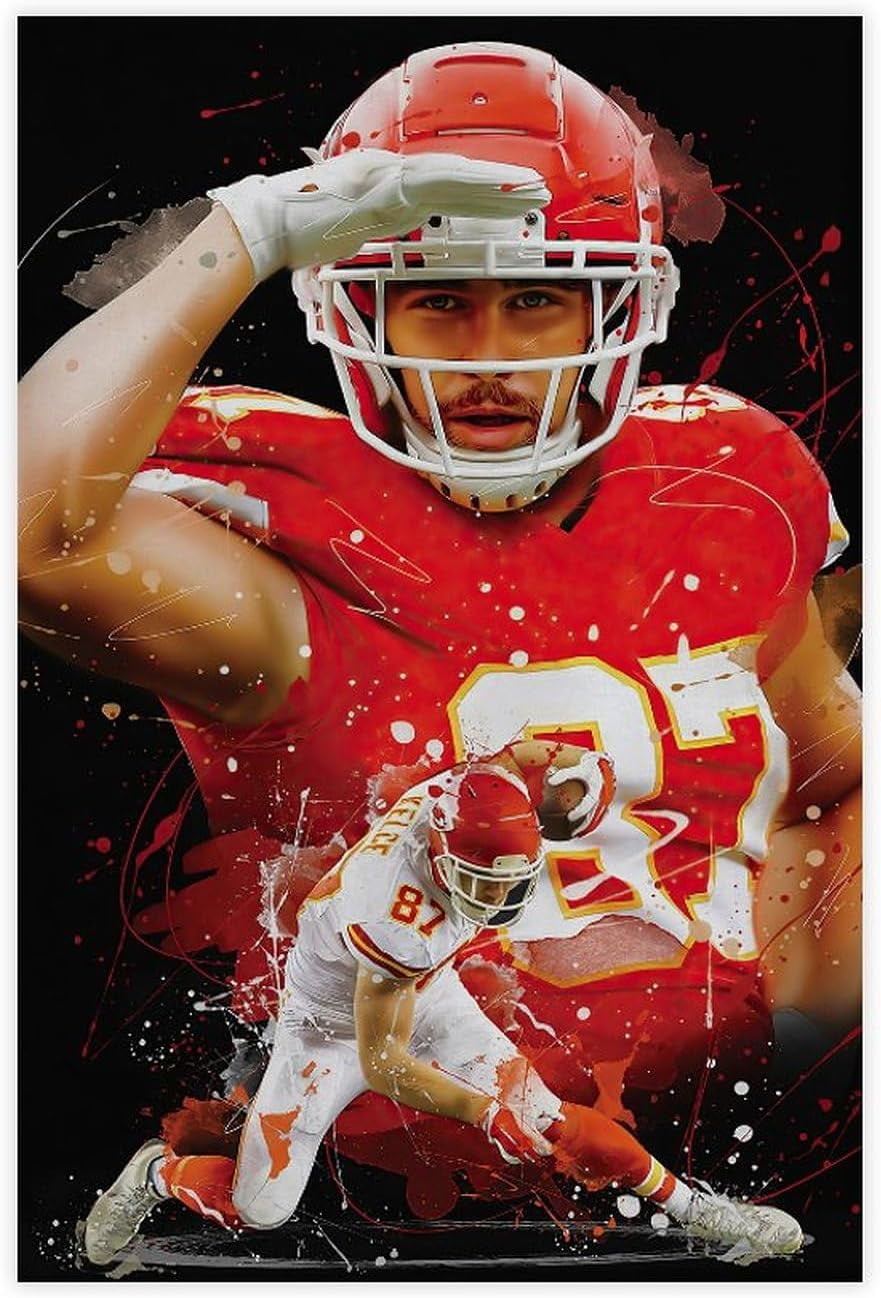AEFER Travis Kelce Poster Football Picture Canvas Poster Bedroom Decor ...