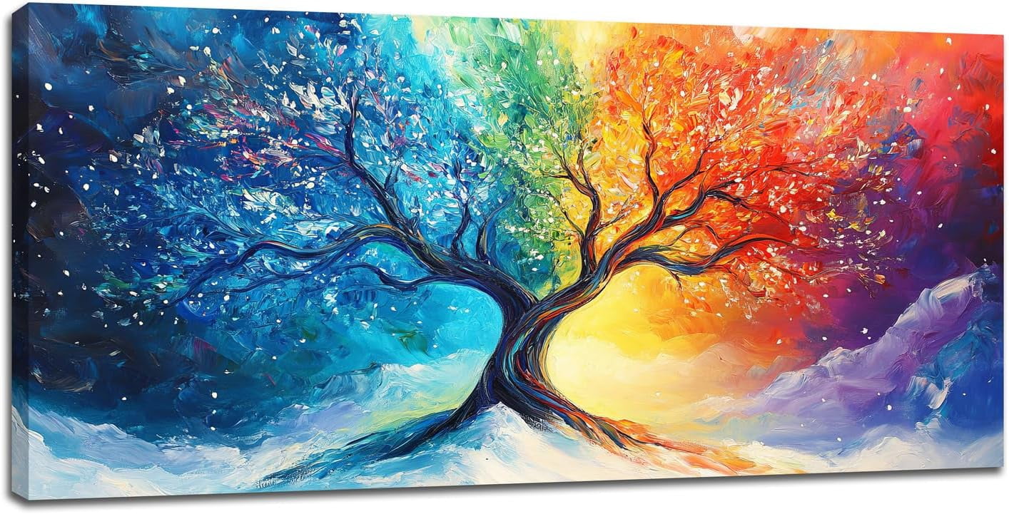AEFER Tree of Life Wall Art Colorful Landscape Decor Oversize Prints ...