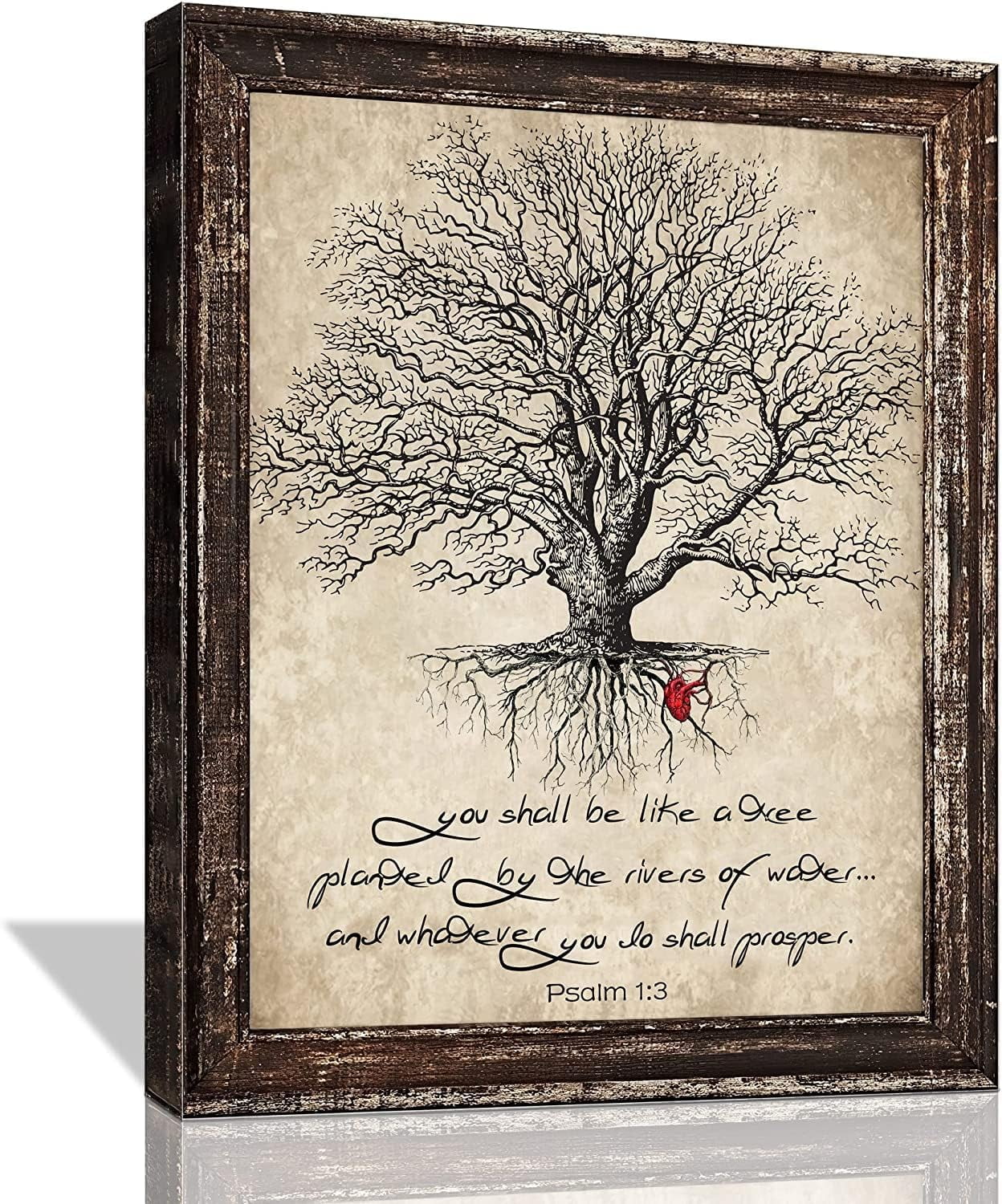 AEFER Tree of Life Wall Art Scripture Christian Wall Decor Vintage ...