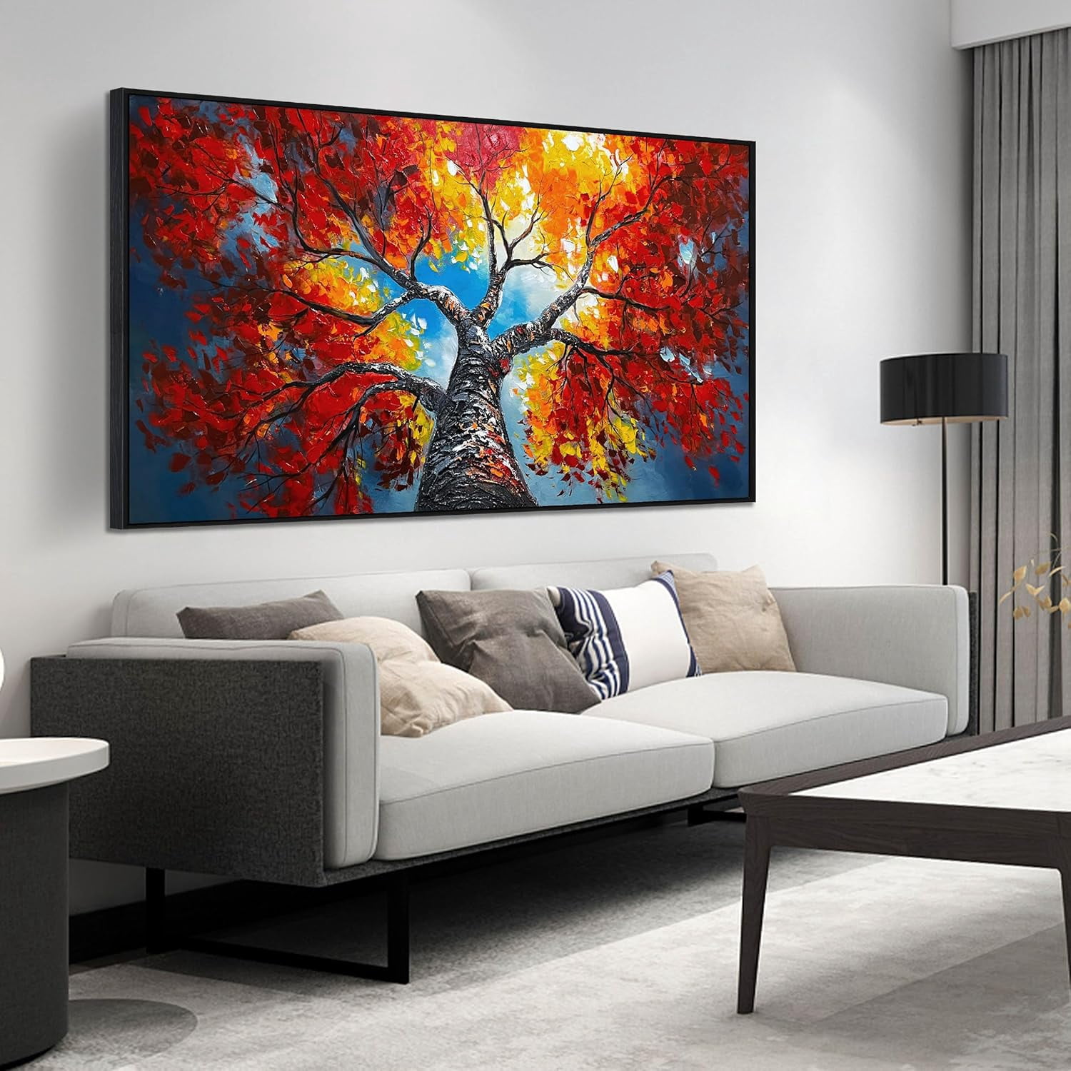 AEFER Tree Pictures Wall Art for Living Room - Hand Painted Wall Decor ...
