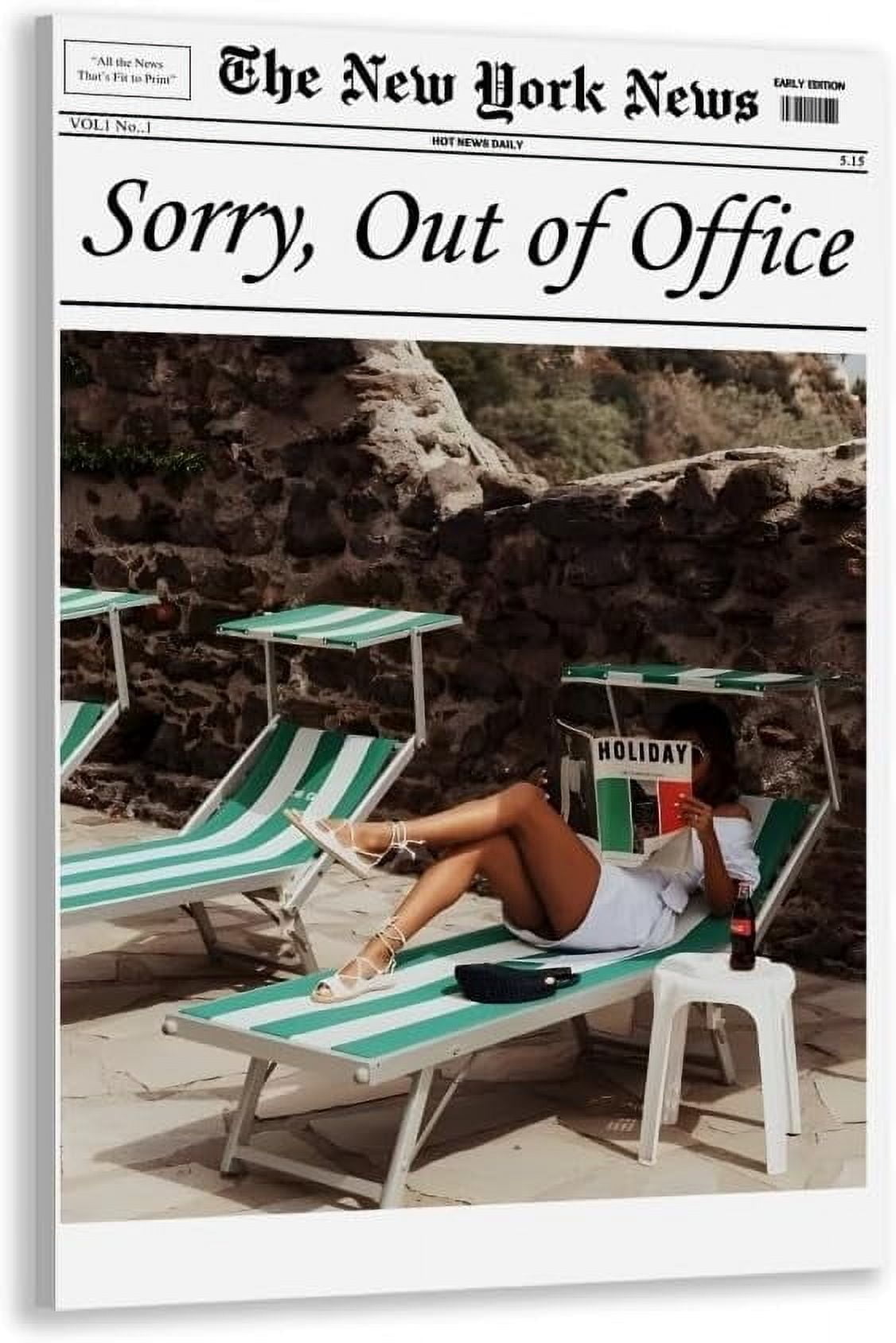 AEFER Trendy Newspapers Canvas Prints Sorry Out Of Office Poster Affirmation Quote Apartment ...